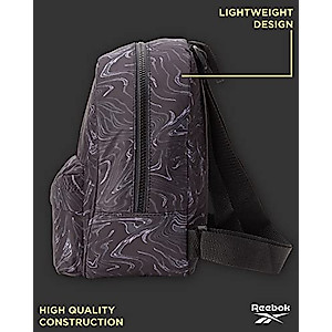 Reebok Women's Backpack - Heritage Lightweight Mini Shoulder Purse - Travel Gym Bag, Black Abstract