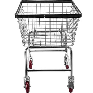 Wire Laundry Cart Wire Laundry Basket 2.2 Bushel Heavy Duty w/ 5'' Wheels