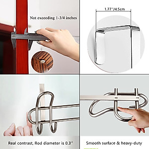 horkmous Over The Door Hooks, Behind Door Coat Hangers for Hanging Heavy Robes, Towels, Clothing, etc. Aesthetic Design Over Door Coat Rack, Coat Hooks, Towel Hangers for Bathroom, Silver