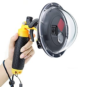 GEPULY Dome Port Lens for GoPro Hero 5 6 7 Black Hero (2018), Dome Port with Waterproof Housing Case, Trigger, Floating Hand Grip, Built-in Switchable Red Filter and 10x Macro Filter