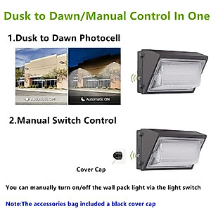 Paktonvo 100W LED Wall Pack Dusk to Dawn, 13000Lm 5000K Daylight Commercial Security Lighting,400-600W MH Equivalent, 100-277V,ETL Certified Outdoor LED Wall Pack Light for Parking Lot Doorway House