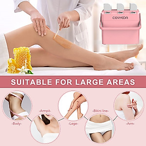 Roll On Wax Warmer Kit, Triple Cartridge Heater Rolling Epilator, Wax Roller Waxing Hot Cartridge Hair Removal with Pedestal for Women Men, Painless Hair Removal Machine (Pink)