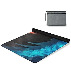 GOODOLD Blue Dragon Yoga Mat, 71 x 26 Inch Non-slip Yoga Mats Folding Travel Exercise Mat Indoor Outdoor Gym Pilates with Storage Bag for Women Men