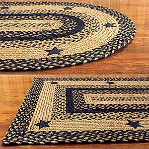 Star Black Premium Braided Collection | Primitive, Rustic, Country, Farmhouse Style | Jute/Cotton | 30Days Risk Free | Accent Rug/Door Mat/Floor Carpet (Oval 4'x6', Star Black)