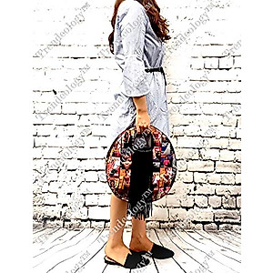 Michelle Obama Magazine Cover Print Fringed Round Handle Satchel Purse Wallet SET