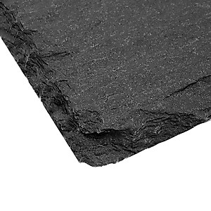 MOUYAT 8 Pack 10 x 5 Inch Black Slate Plates, Rectangular Slate Cheese Board with Natural Edge, Natural Stone Plates Cutting Board Charcuterie Boards for Cheese, Sushi, Meat, Appetizers