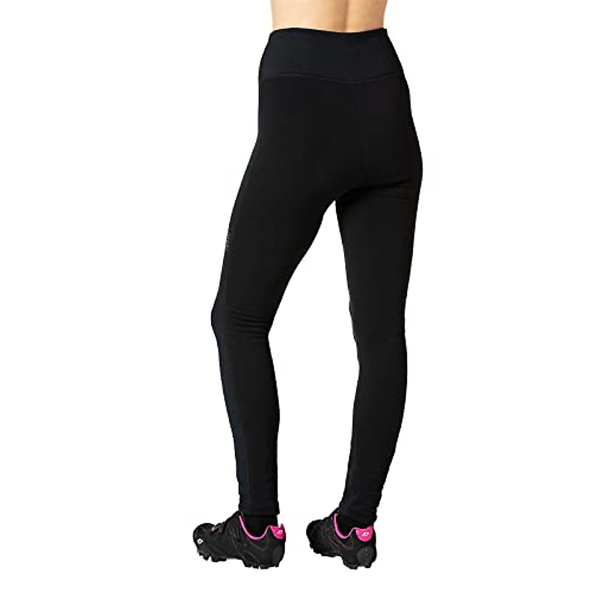 Terry Cycling Padded Bike Pants Womens Winter Tight Regular & Petite - Fleece Windproof Water Resistant Hi-Rise Leggings for Women - Black, Large