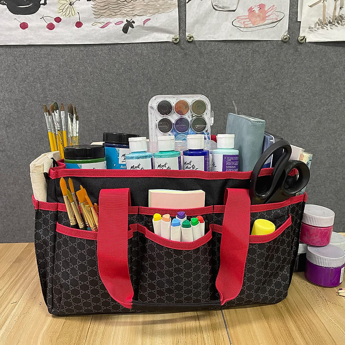 JOSIVIKY Craft Storage Organizer Tote Bag, Art Organizer,Cleaning Supply Caddy, Car Organizer for Tool Supplies, Carrying Bag with Handle for Multi-Purpose, Birthday Gift