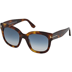 Tom Ford FT0613 Sunglasses - Blonde Havana Frame, Gradient Blue Lenses, 52 mm Lens FT06135253W