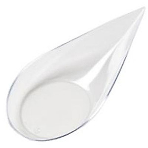 Zappy - 100 Clear 4 Inches Plastic Tear Drop Appetizer Spoon Clear Plastic Spoon Tasting Spoons Soup Spoons/Asian Spoon Dessert Dish Bowls Teardrop Plates Spoons