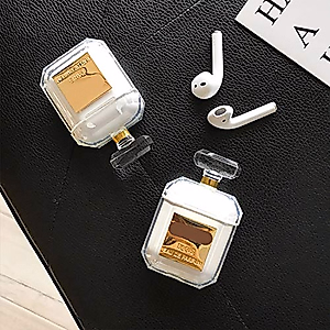 2020 Perfume Bottle Silicone Case for airpods case Earphone Protective Cover Bluetooth Wireless Earphone Case Charging Box case-White with Chain-