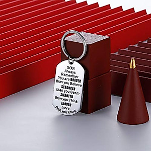 Christmas Gifs for Son Stocking Stuffers from Mom Dad Inspirational Keychain from Stepmother Stepfather Gif to Stepson Always Remember You Are Braver Valentine's Day Graduation Family