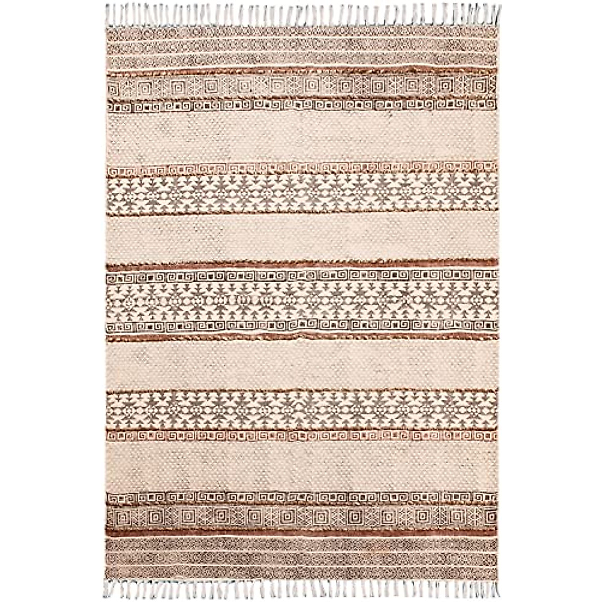 Casavani Rag Rug Collection Geometrict Rug - Black and Gray, Handmade Boho Stripe Cotton, Ideal for High Traffic Area in Entryway Living Room Bedroom Bathroom 4x15 Feet Runner