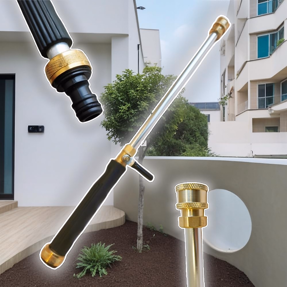 Upgraded Pressure Washer Wand, Brass Water Jet Nozzle for Garden Hose, Hydro Hose Quick Connector, Cleaning Watering Sprayer for Patio Lawn Paver Pool Car Window Glass