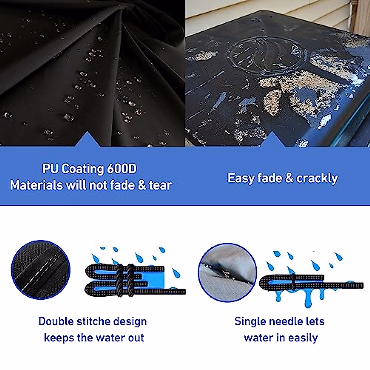 17 inch Griddle Cover for Blackstone - 600D with Hood Blackstone Grill Cover Handles Waterproof UV-Proof Windproof Drastring for BBQ Outdoors,Black