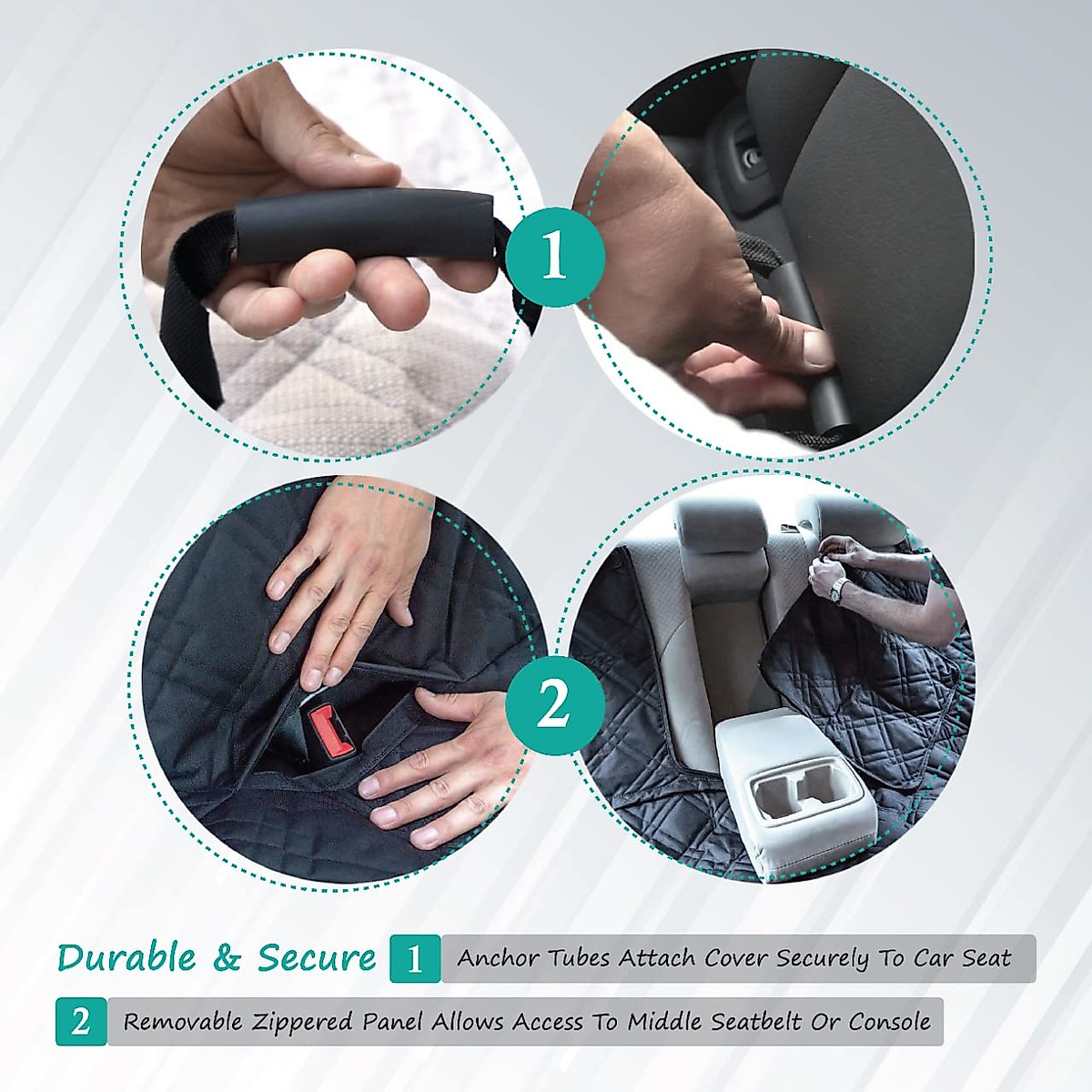 Car Back Seat Protector for Kids with Removable Zipper – Thick Padded Diamond Design Child Backseat Cover for Car Truck SUV with Non-Slip Material 100% Waterproof 600D Scratch Proof Machine Washable