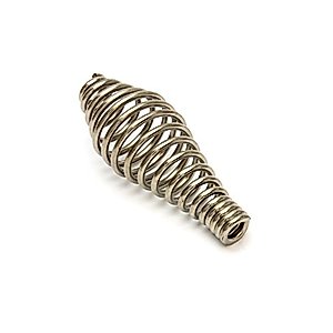 Spring Stove Handle, Brushed Nickel Finish, tapered at one end. Max Diameter: 1-1/2", Length: 4-1/4", Fits 3/8" rod. For use with BBQ Grills, Smokers, Furnaces, Coal/ Wood/ Pellet Stoves, Boilers.