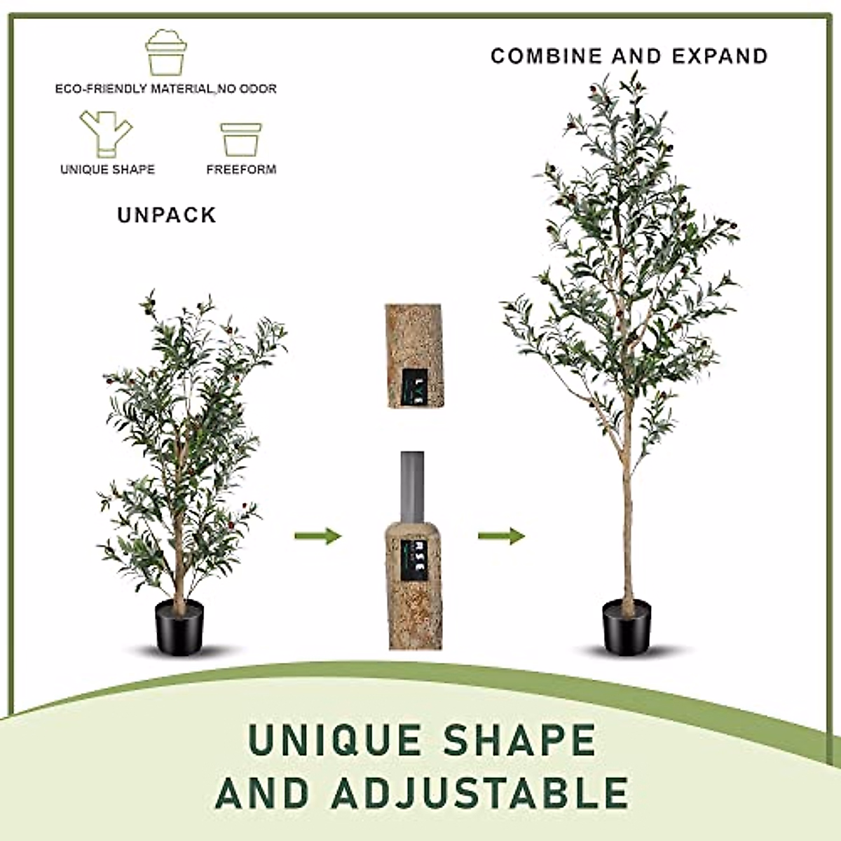 LYERSE 6ft Artificial Olive Tree Tall Fake Potted Olive Silk Tree with Planter Large Faux Olive Branches and Fruits Artificial Tree for Office House Living Room Home Decor