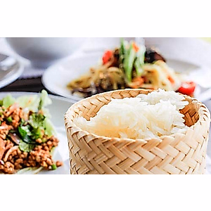 Handwoven Handmade Sticky Rice Serving Basket from Natural Bamboo Size 8x8x8 inches