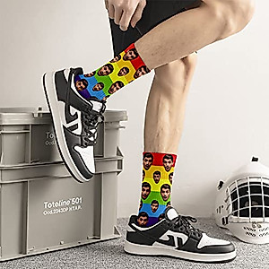Jecivila Custom Face Socks with Photo, Personalized Funny Crew Sock - Print Your Picture, Customized Fun Gifts for Men Women