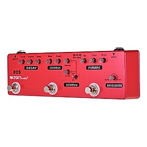 mewmewcat DC5 6-in-1 Guitar Multi-Effects Pedal Delay + Chorus + Distortion + Overdrive + + Buffer Full Metal Shell with True Bypass,overdrive effect pedal