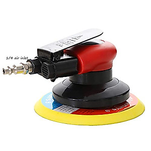 Professional Air Random Orbital Sander, Heavy Duty Dual Action Pneumatic Palm Sander (6 inch, Red)