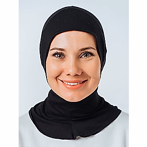VeilWear Instant Hijab for Headphones and Glasses, Sport Head Scarf, Ready to wear Muslim Accessories for Women (Black)