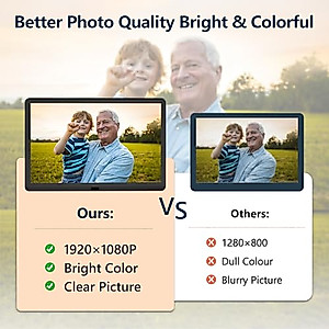 Digital Picture Frame, 10 Inch Digital Photo Frame with Remote Control, 1920x1080 HD IPS Screen, Slideshow, Video, Music, Photo Deletion, Non-WiFi SD Card, Easy to Use for Seniors
