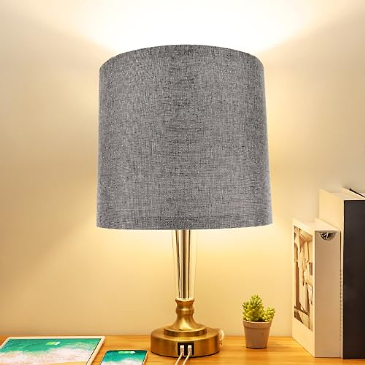 Beavorty Gray Lamp Shade Linen Fabric Lamp Shade Replacement Medium Drum Lamp Shade Transitional Cylinder Shaped Spider Construction Lamp Shade for Chandeliers Table Lamp 20cm Small Lampshade