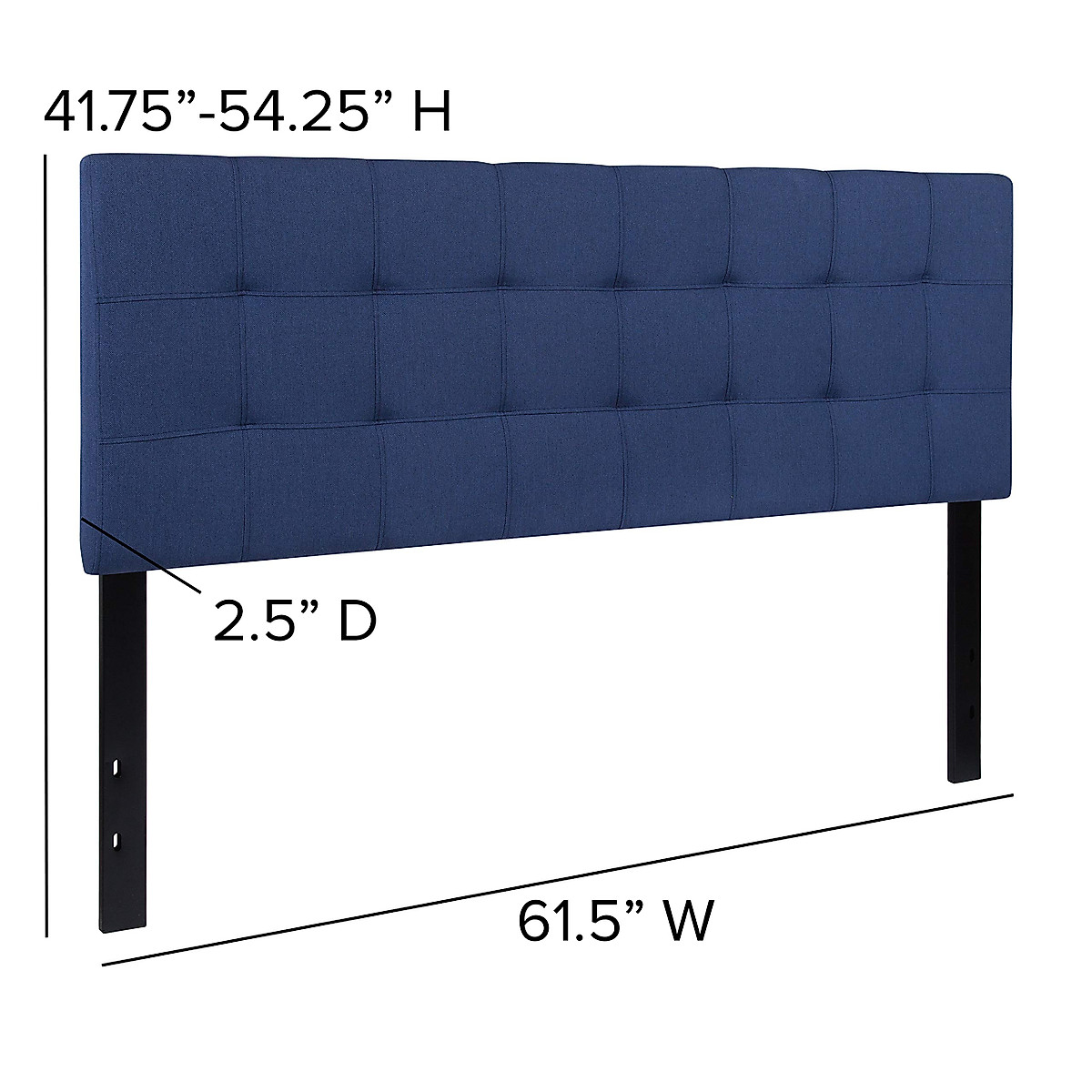 EMMA + OLIVER Quilted Tufted Upholstered Queen Size Headboard in Navy Fabric