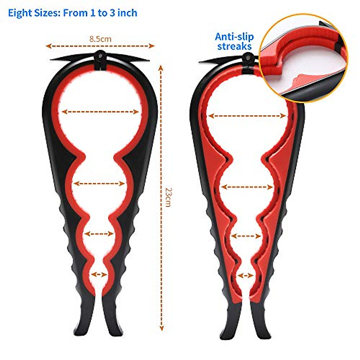 Jar Opener Can Opener Bottle Opener for Senior, Arthritis Hands and Anyone with Low Strength, Arthritis Jar Opener Get Lids Off Easily(Black and Red)