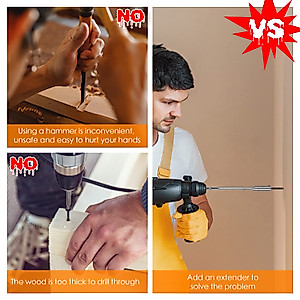 Hotop 4 Pieces 1/4 Drill Bit Extension Set Wood Spade Drill Bit Extension,6 and 12 Inches Spade Drill Bit Extension with 2 Pieces Key,Use with High-Carbon Steel Wood Spade Bits