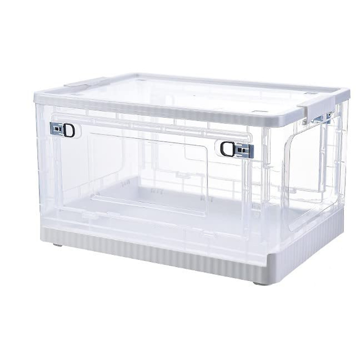 Foldable plastic storage box - 56 Liter (Large - 3 set combo (Yellow, Green, White), Transparent)