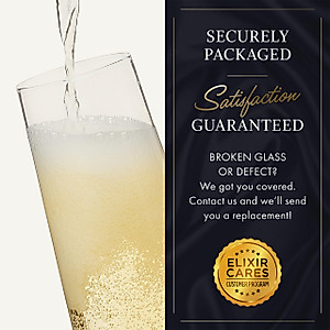 Champagne Flutes - 8 oz - Set of 2 Crystal Glass Flutes, Hand Blown Edge Champagne Glasses - Prosecco Wine Flute, Cocktail Glasses, Mimosa Glasses, Champagne Flutes Glass, Bar Glassware
