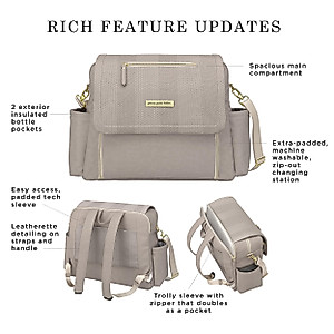 Petunia Pickle Bottom Boxy Backpack Deluxe, Diaper Bag for Parents, Stylish Baby Bag, Spacious Backpack, On-The-Go Moms, Sand Cable Stitch