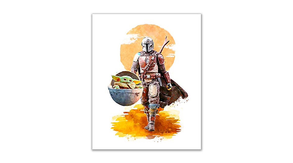 Baby Grogu Mandalorian Wall Art Set - 6 Prints for Star Wars Fans