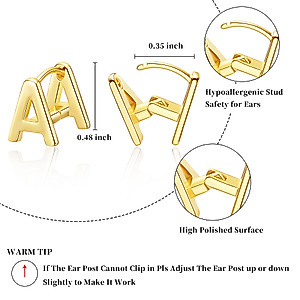 Initial Stud Earrings for Women - A Stud Earrings for Women Trendy - Gold Plated Dainty Hypoallergenic Letter Earrings for Women