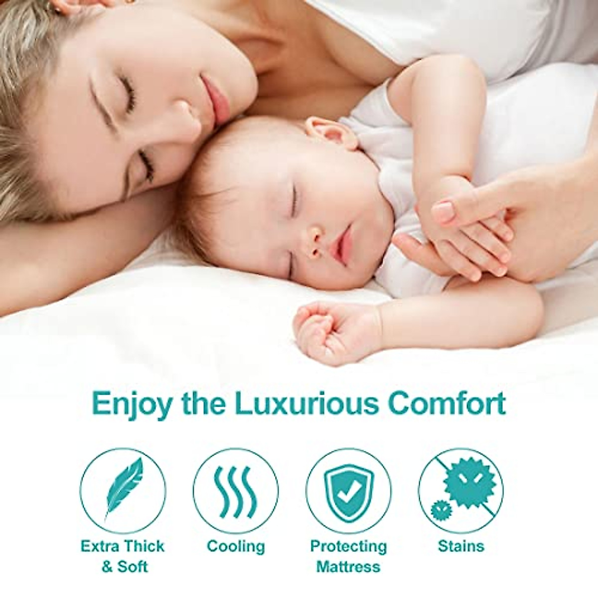 KARRISMHOMELINEN Mattress Topper(King) Cooling Mattress Pad Cover Topper, 400TC Cotton Pillow Top (8-21Inch Deep Pocket)