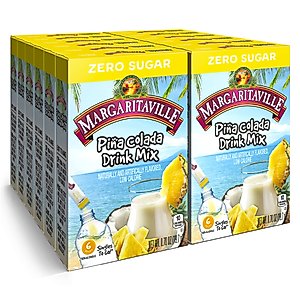Margaritaville Singles To Go Water Drink Mix - Pina Colada Flavored, Non-Alcoholic Powder Sticks (12 Boxes with 6 Packets Each - 72 Total Servings), 0.65 Ounce (Pack of 12)