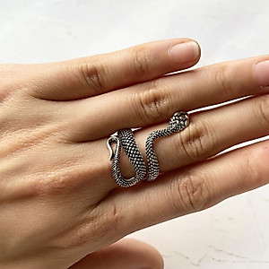 choice of all Snake Ring for Women Animal Punk Vintage Rings Adjustable Silver Snake Rings (Silver Snake Ring)