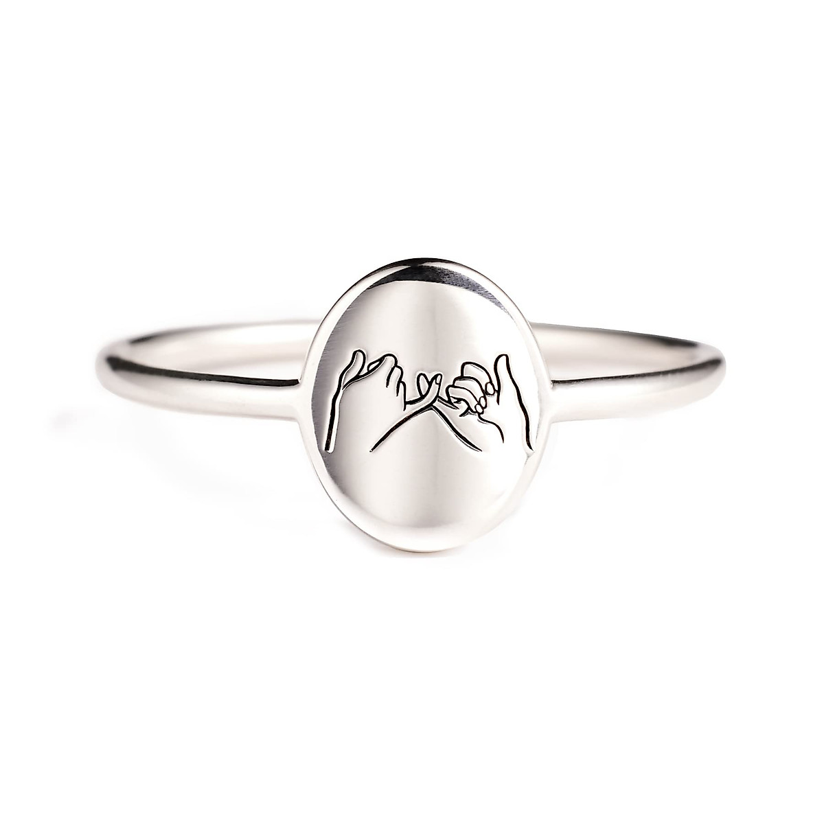 Pinky Promise Ring for Best Friends, Friendship Rings, Silver Pinky Promise Ring for Friends, Sisters Ring, Gifts for Best Friends Women, Best Friend Birthday Gifts for Women(F silver 07)