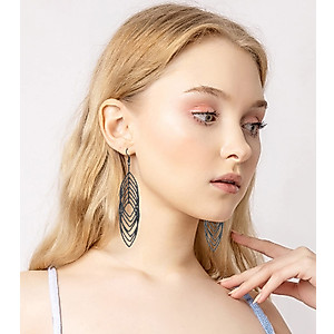 16 Pairs Drop Dangle earrings for Women Fashion Jewelry Dangly Wholesale Earrings Vintage Boho Bohemian Earrings Set(black)