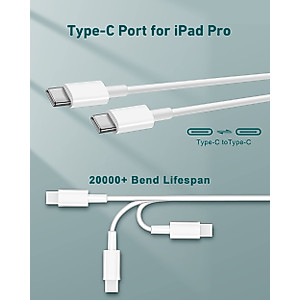 [Apple MFi Certified] 20W USB C Fast Charger for iPad Air 5th 4th 10.9, Pro 12.9/11 inch 2021/2020/2018, Mini 6 Generation, TIKALONG PD Wall Block + 6FT to Charging Cable, white