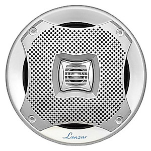 LANZAR 5.25” Marine 2-Way Speakers - Water Resistant Audio Stereo Sound System with 400 Watt Power, Attachable Grills and Resin Treatment for Indoor and Outdoor Use - 1 Pair in - AQ5CXS (Silver)