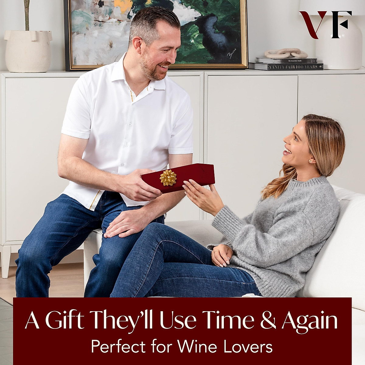 Electric Wine Opener Battery Operated with Stand and Built-in Foil Cutter - Automatic Wine Opener - Electric Corkscrew for Easy Cork Removal - Best Gift for Wine Lover (Black & Silver)