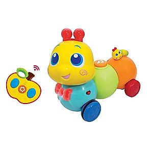 KiddoLab Crawling Caterpillar Baby Toy - Apple-Shaped Remote Control with Easy-Press Buttons- Plays 10 Children's Nursery Rhymes - Musical Toys for Toddlers