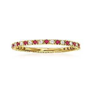 RS Pure by Ross-Simons Gemstone and .13 ct. t.w. Diamond Eternity Band Ring in 14kt Yellow Gold