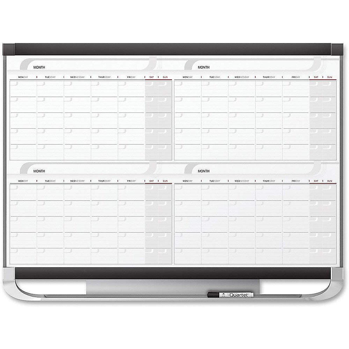 Quartet Dry Erase Calendar Board, Magnetic Whiteboard Planner, 4' x 3', 4 Months, Total Erase Surface, Prestige 2 (4MCP43P2)