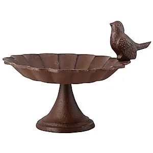 Esschert Design FB164 Cast Iron Pedestal Birdbath, Small, Antique Brown