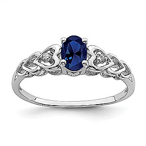IceCarats 925 Sterling Silver Created Blue Sapphire Diamond Ring September Birthstone Jewelry Size 10